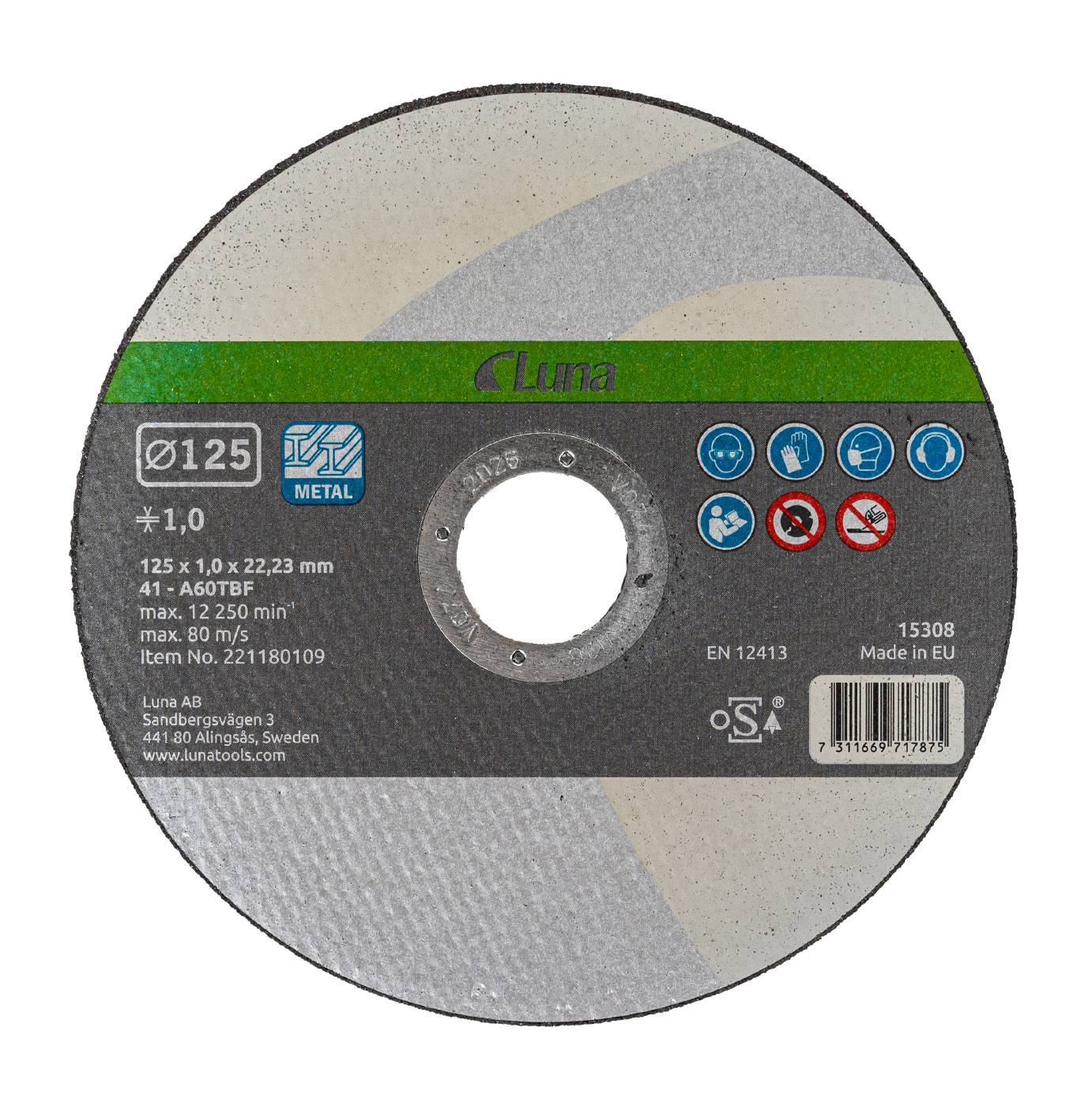 CUTTING DISC 125X1,0X22 METAL - Luna tools